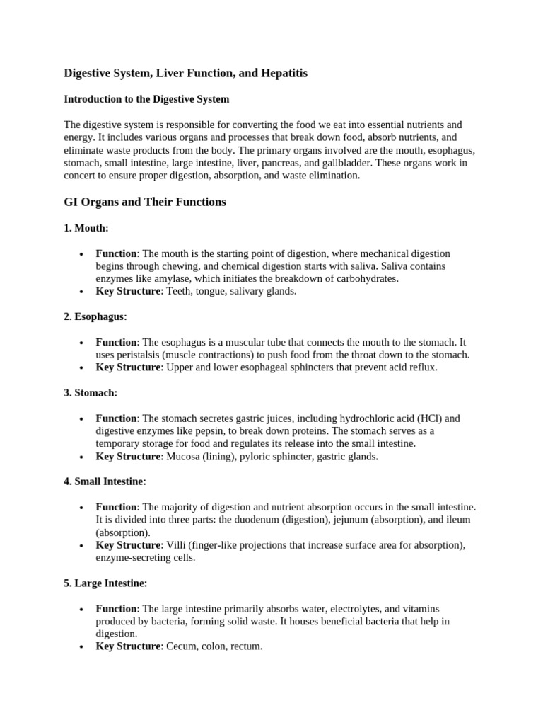 Digestive System and Liver Health Insights | PDF | Hepatitis | Cirrhosis