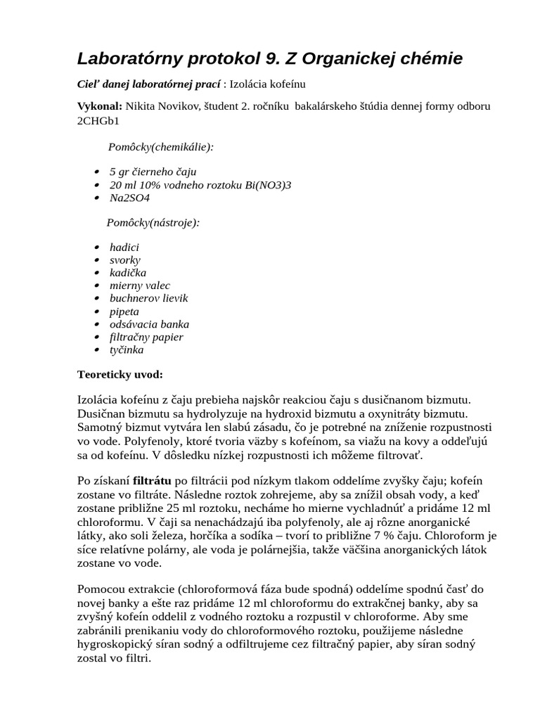 Laboratórny Protokol 9 | PDF