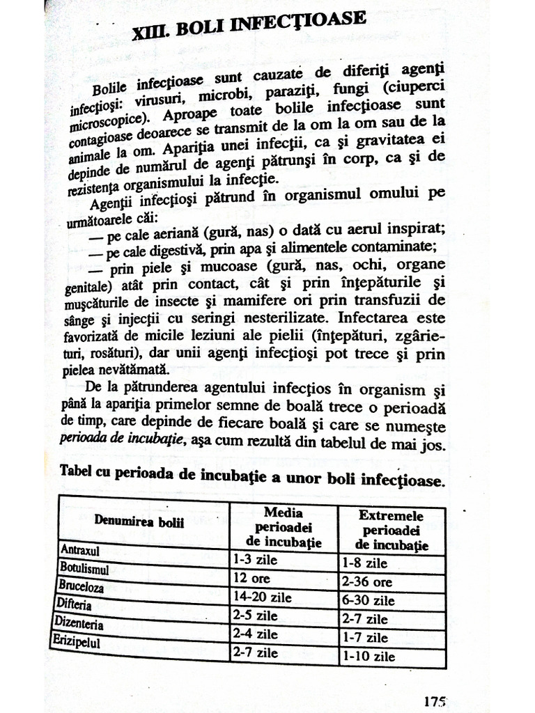 Boli Infectioase - Tabel | PDF