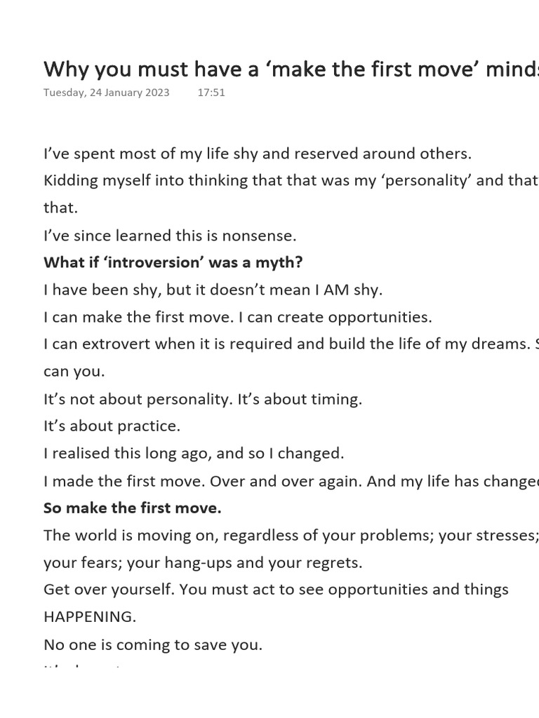 Why You Must Have a ‘Make the First Move’ Mindset | PDF