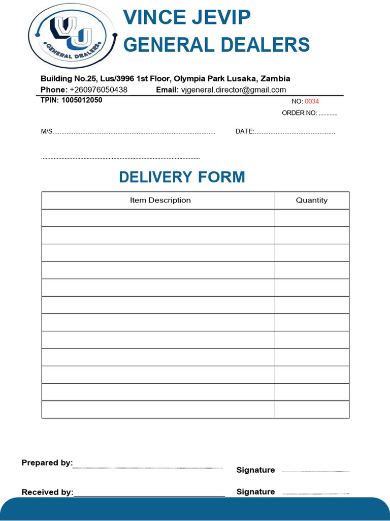 Delivery Form | PDF