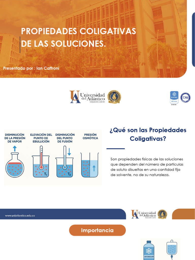 Propiedades Coligativas de Las Soluciones- Ian Caffroni.pptx | PDF