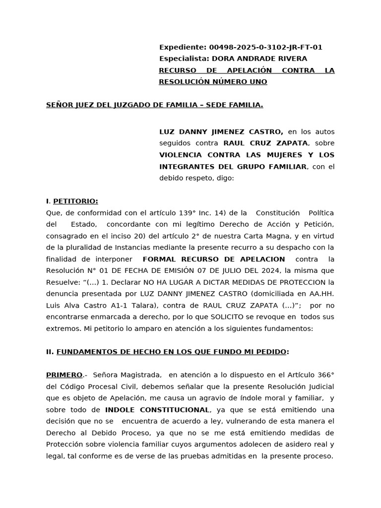 Apelacion1 Luz Danny Jimenez Castro1 | PDF | Apelación | Debido al proceso