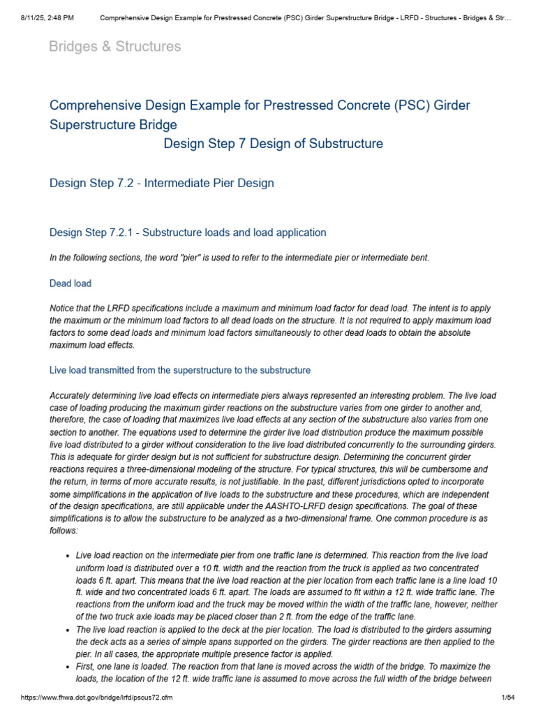 Comprehensive Design Example for Prestressed Concrete (PSC) Girder ...