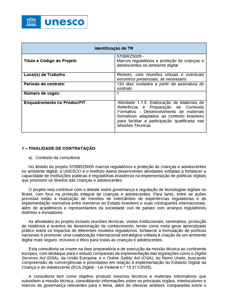 TR edital 1_2025 - 570BRZ5005_versão Roster | PDF | Governança | União ...