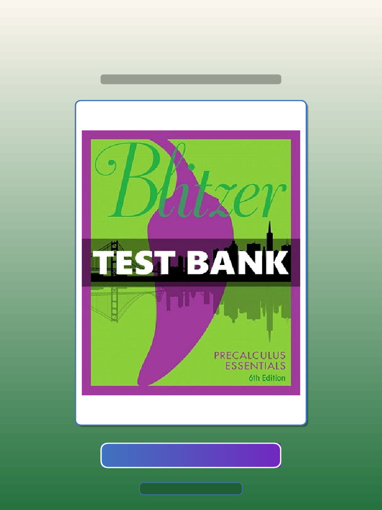 Test Bank for Precalculus Essentials 5 Ed Blitzer | PDF | Multiple Choice