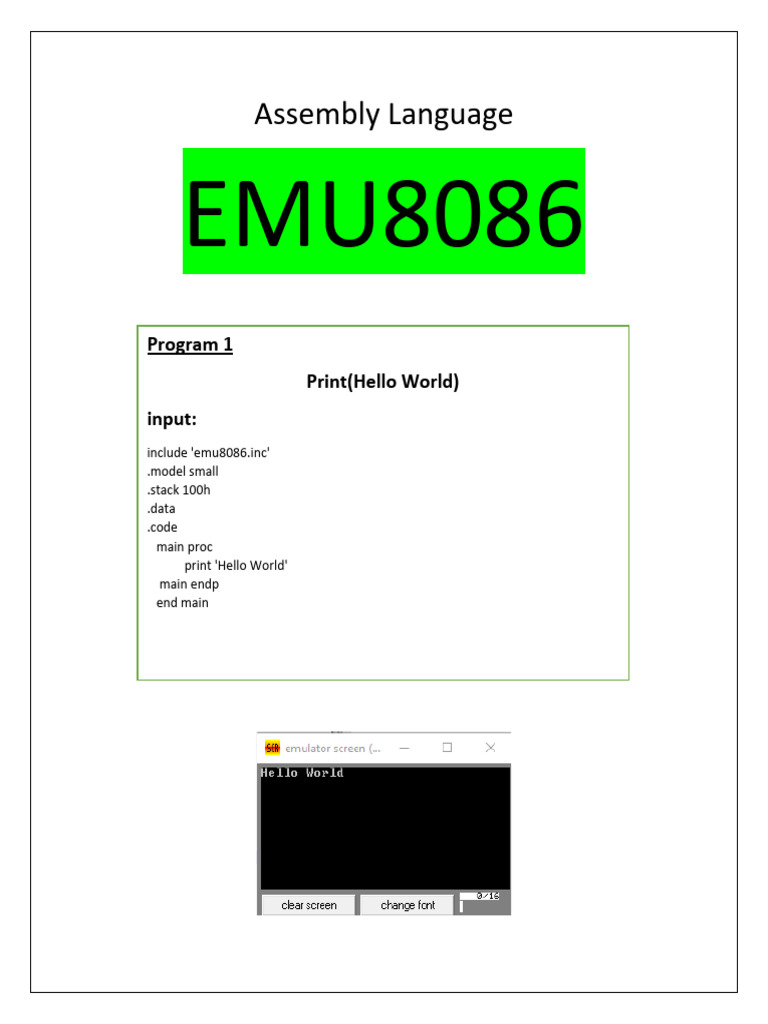 Assembly Language EMU Practicals | PDF | Computer Science | Software ...