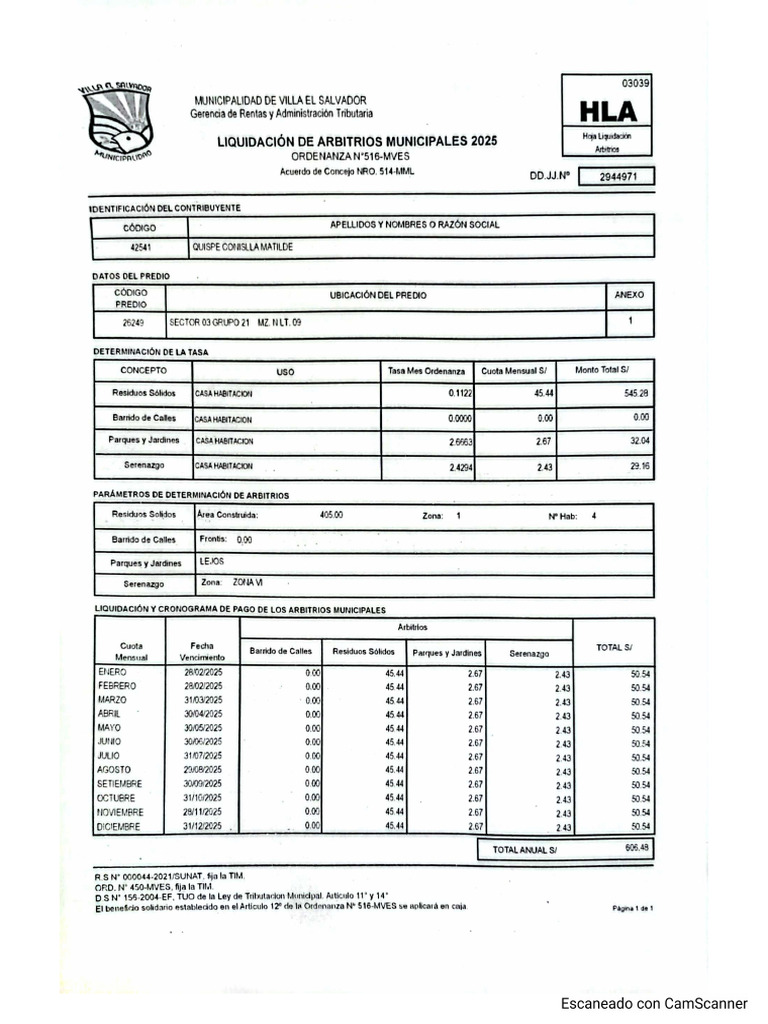 Predio Villa Del Salvador | PDF