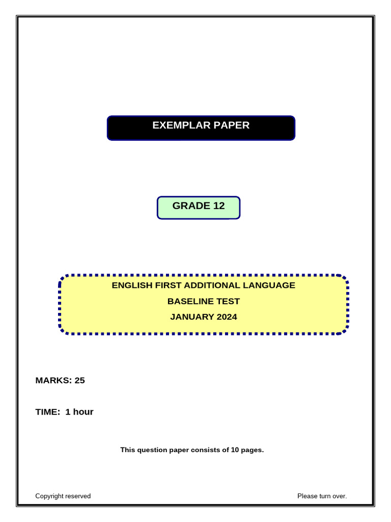 Grade 12 English FAL Baseline Test 2024 | PDF | Adverb | Adjective