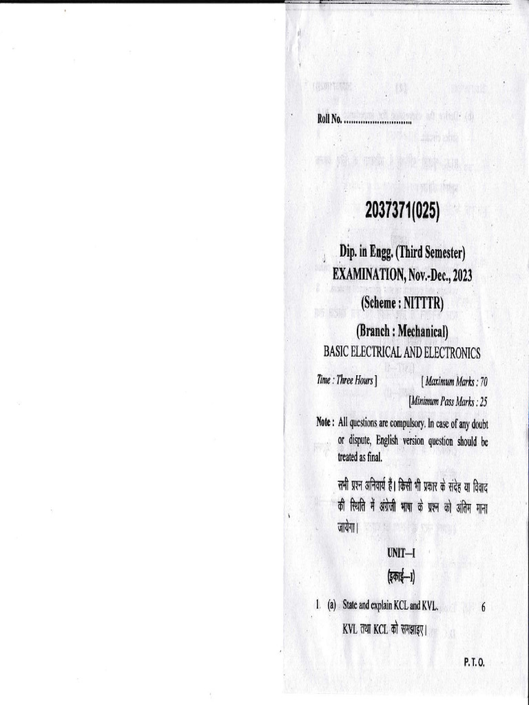 1. . Basic Electrical & Electronics | PDF