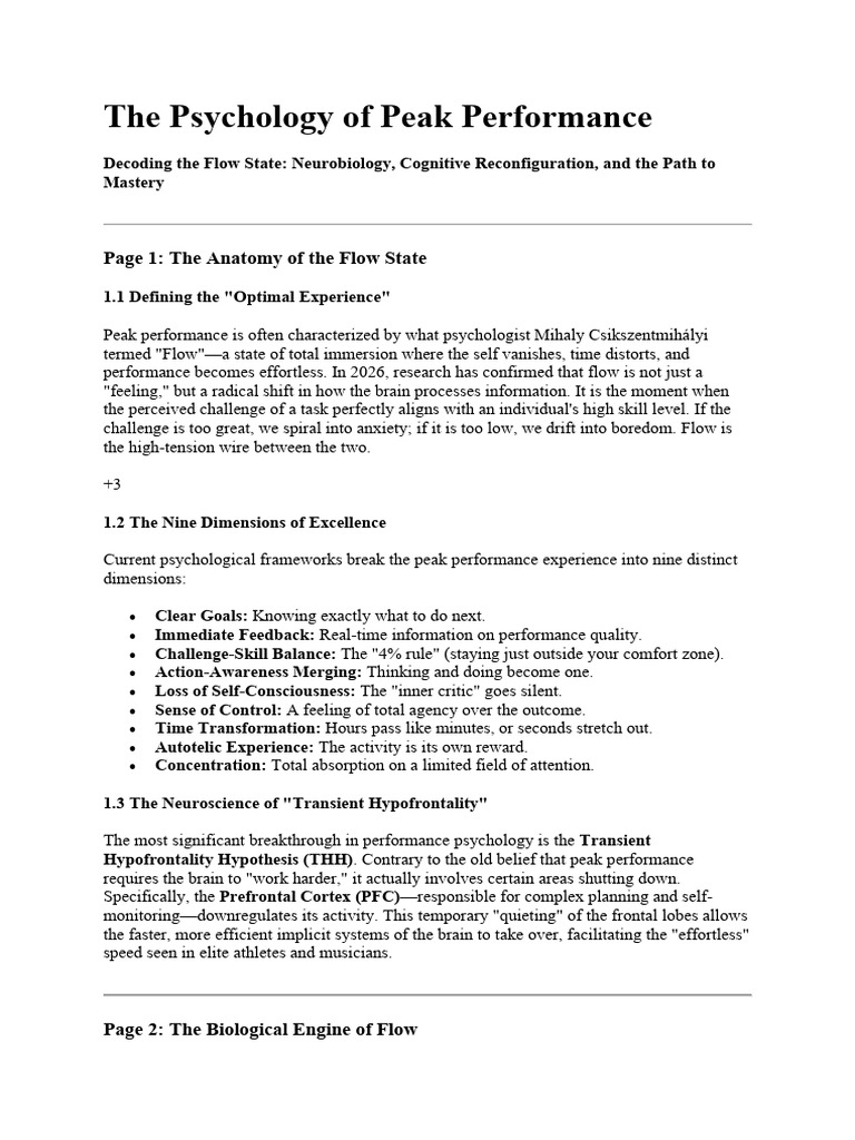 Mastering the Flow State for Peak Performance | PDF | Flow (Psychology ...
