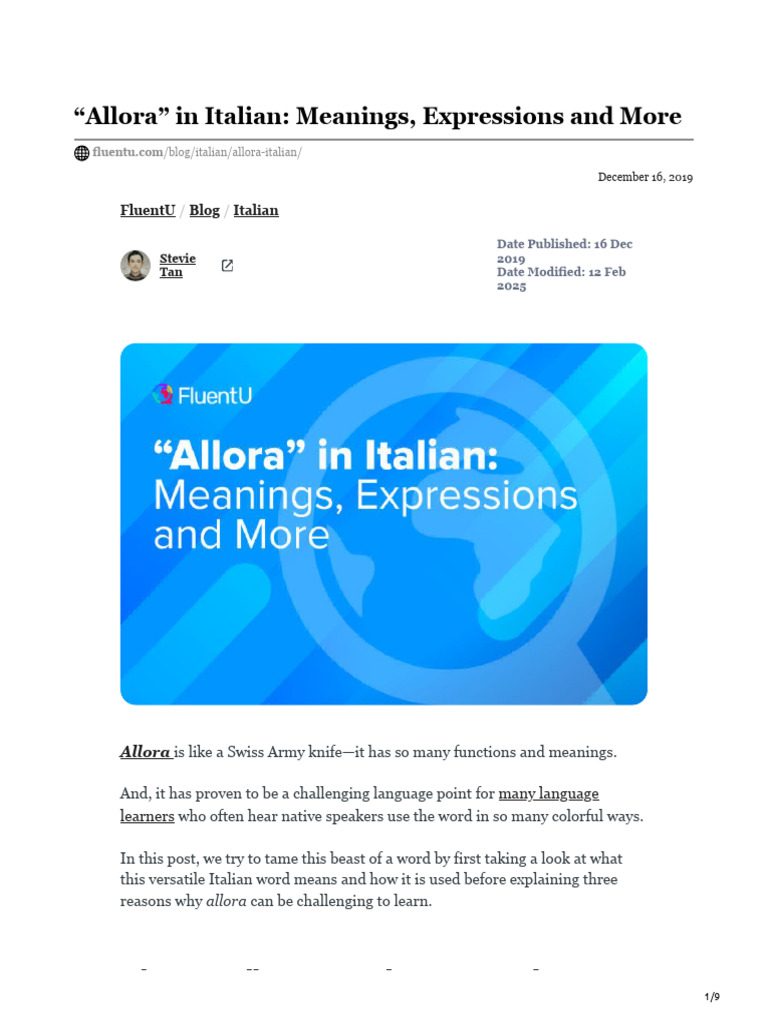 Allora Italian | PDF | Linguistics | Human Communication