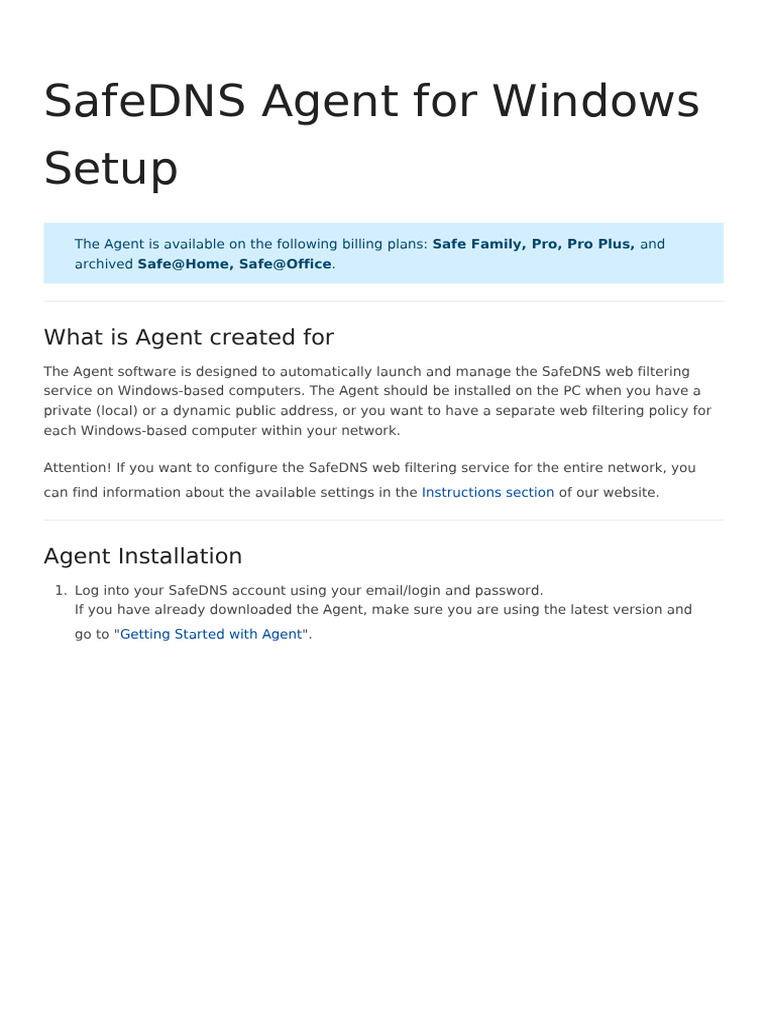 SafeDNS Agent Installation Guide for Windows | PDF | Microsoft Windows ...