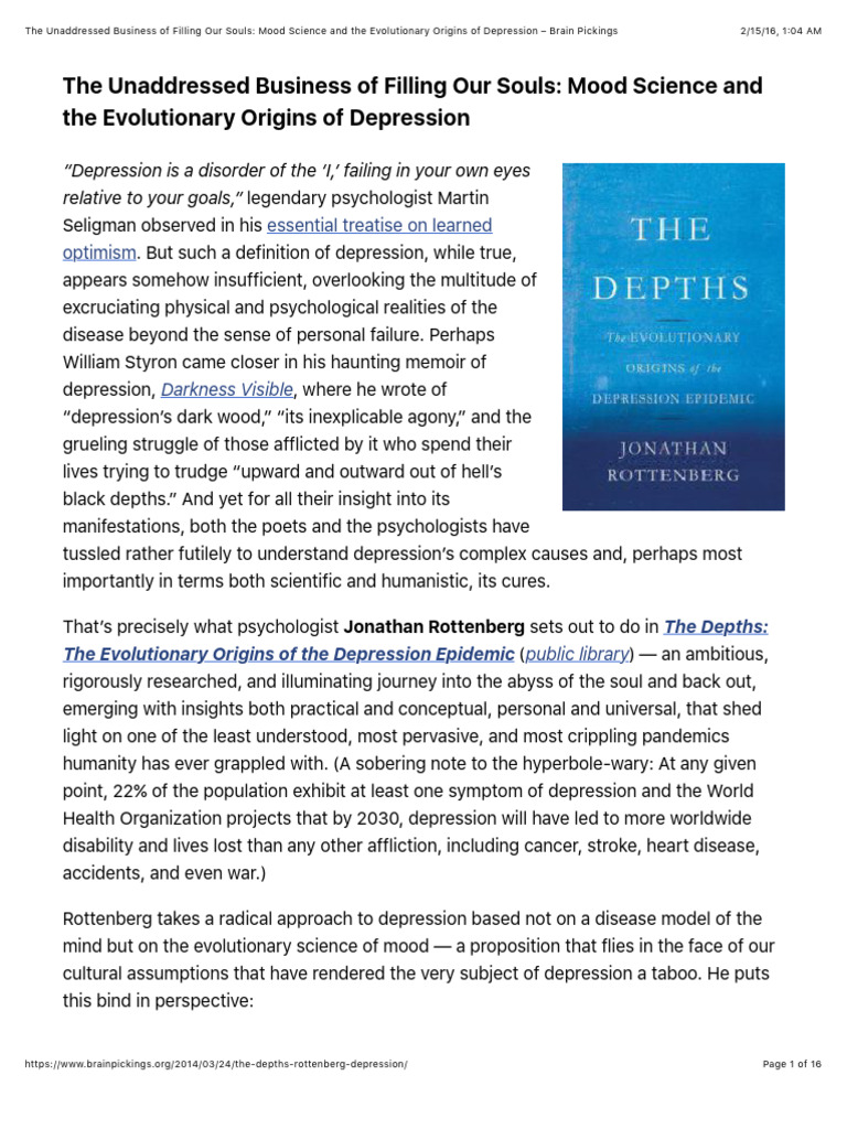 Mood Science and Depression Origins | PDF | Major Depressive Disorder ...
