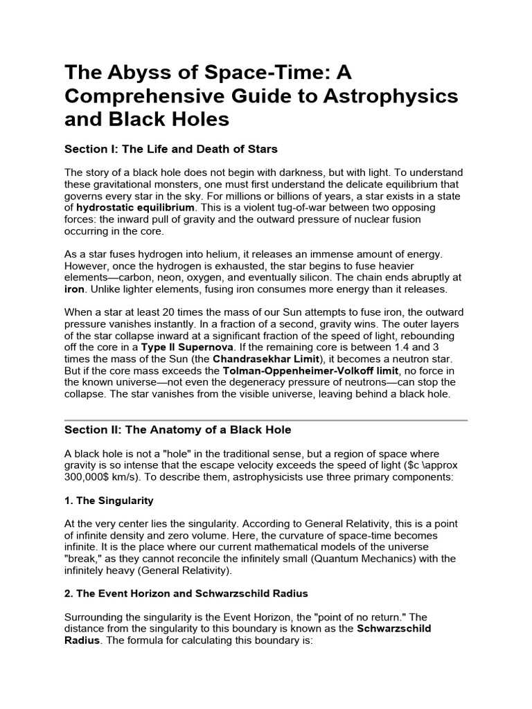 The Abyss of Space | PDF | Black Hole | Stars