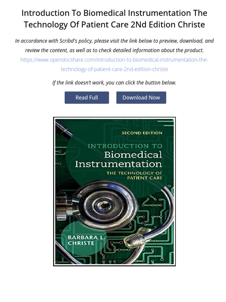 Introduction to Biomedical Instrumentation The Technology of Patient ...