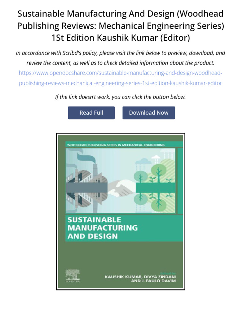 Sustainable Manufacturing and Design (Woodhead Publishing Reviews ...