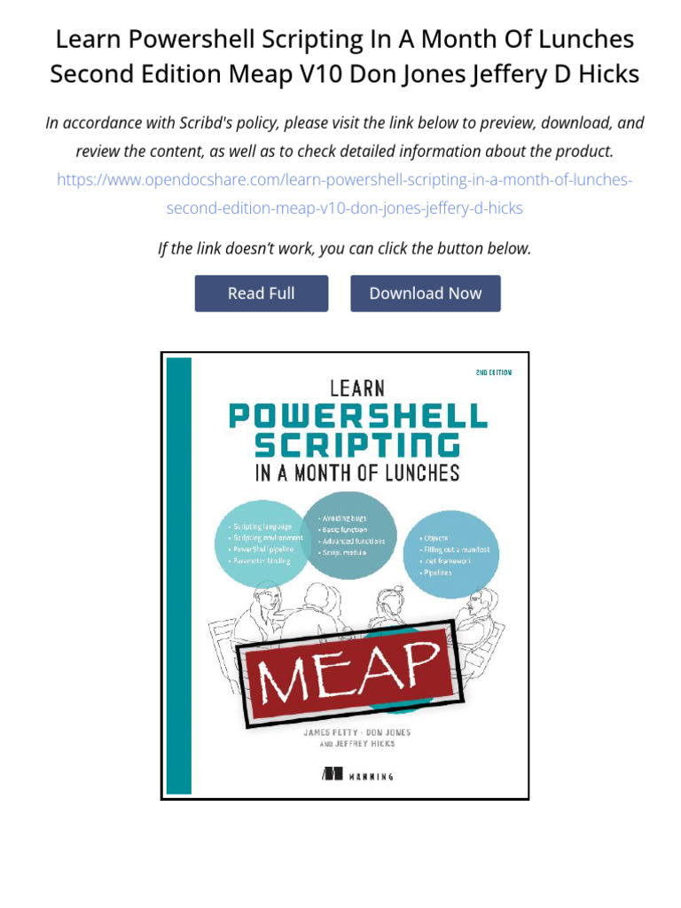 Learn PowerShell Scripting in a Month of Lunches Second Edition MEAP ...