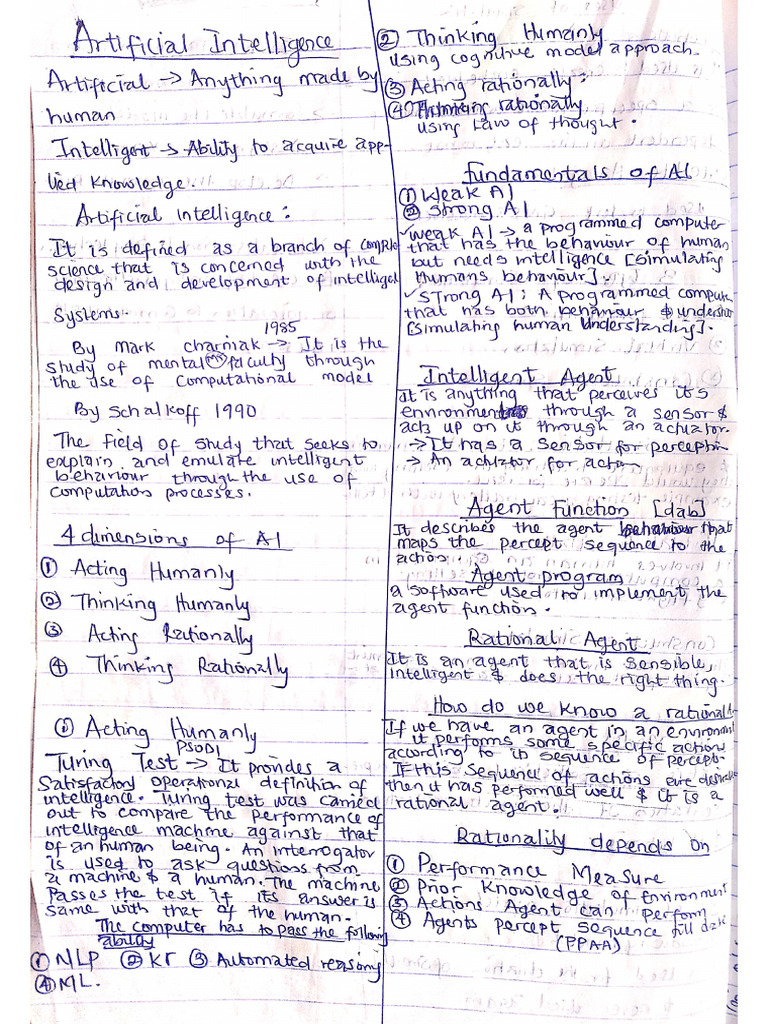 CPE403 (Artificial Intelligence) Note | PDF