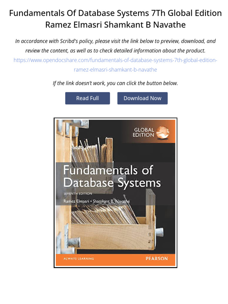 Fundamentals of Database Systems 7th Global Edition Ramez Elmasri ...