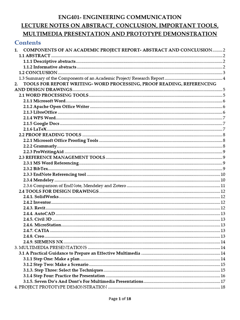 ENG401 Lecturers Note (Prof Adeyanju) | PDF | Abstract (Summary)