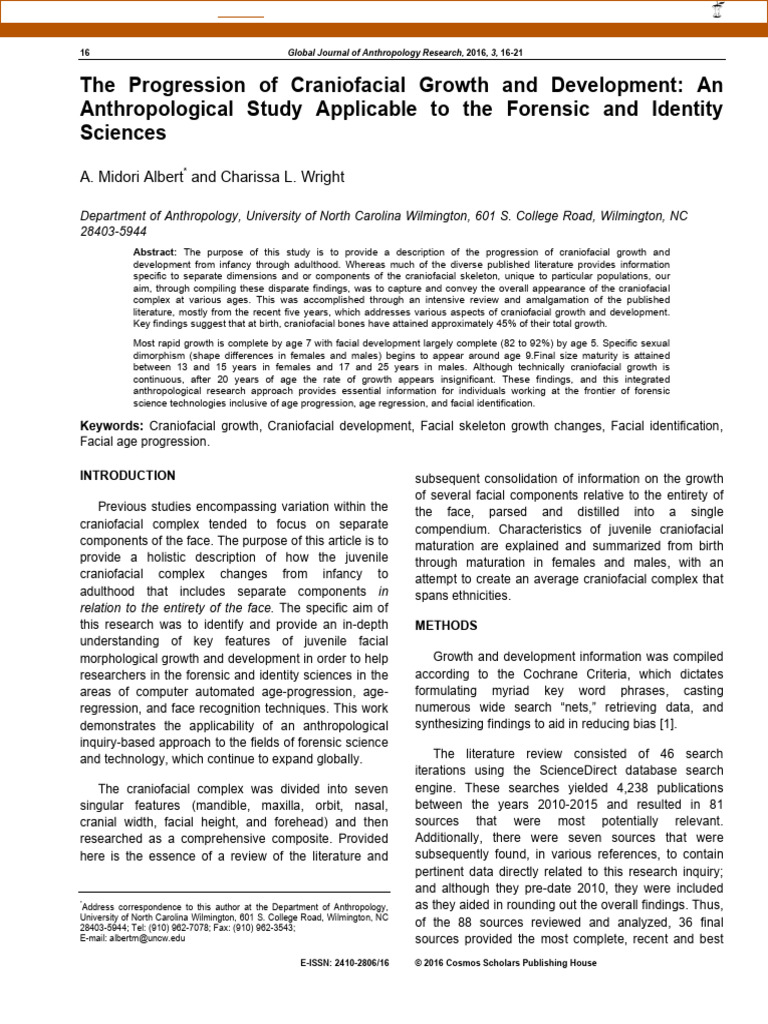 4420175 the Progression of Craniofacial Growth and Development | PDF ...