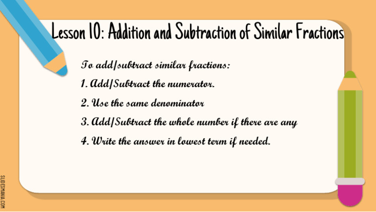 Adding and Subtracting Similar Fractions | PDF