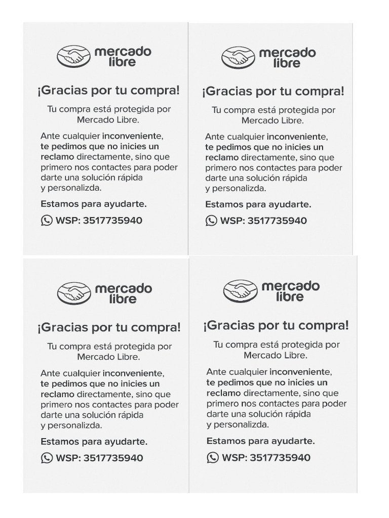 Tarjeta Reclamo Mercado Libre | PDF