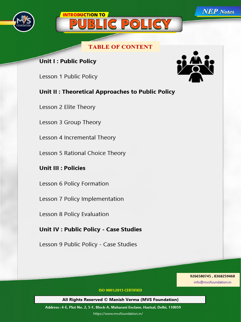 Introduction to Public Policy Sem 6th in Eng | PDF | Policy | Advocacy ...