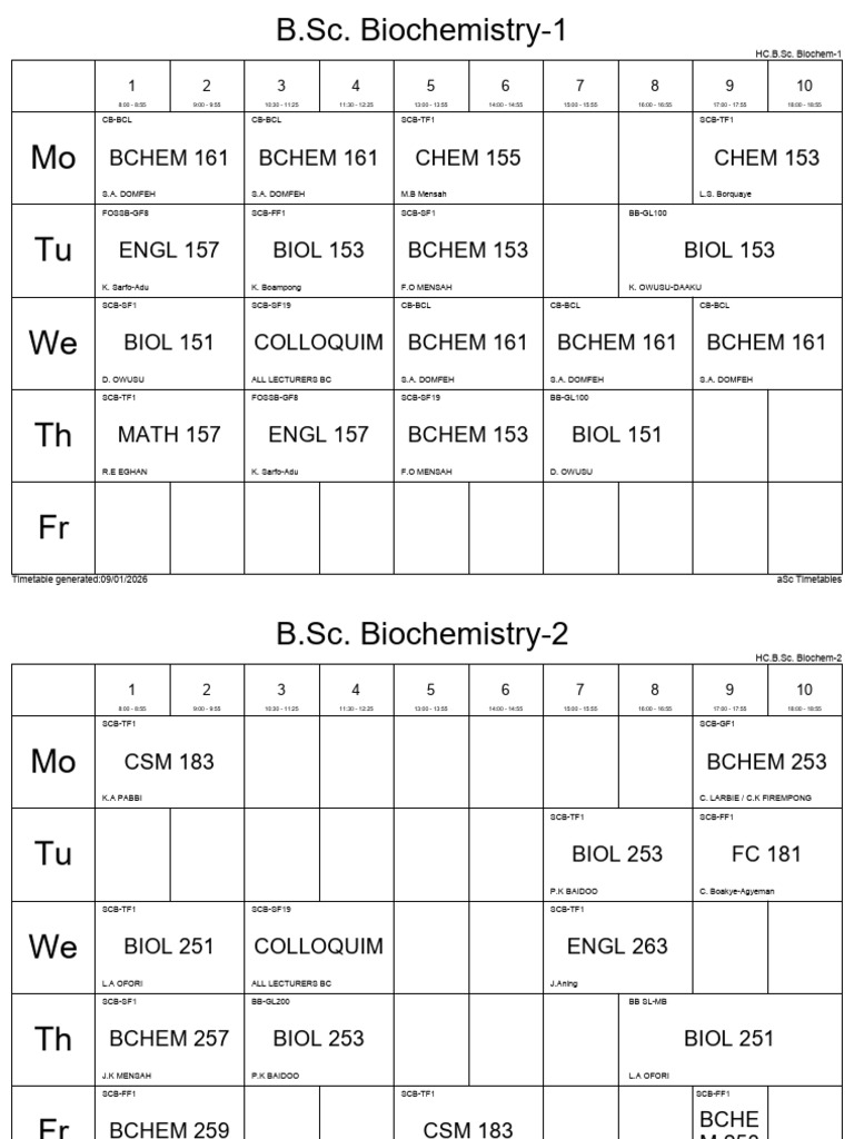 CoS Draft First Semester 2025-2026 Teaching Timetable(1) | PDF