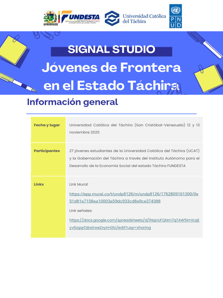 Signal Studio - Jóvenes Estado de Táchira UCAT - FUNDESTA - PNUD | PDF ...