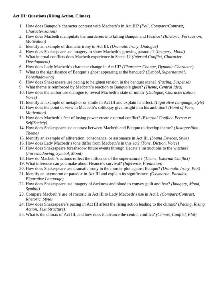 Macbeth Act III-1 | PDF | Macbeth