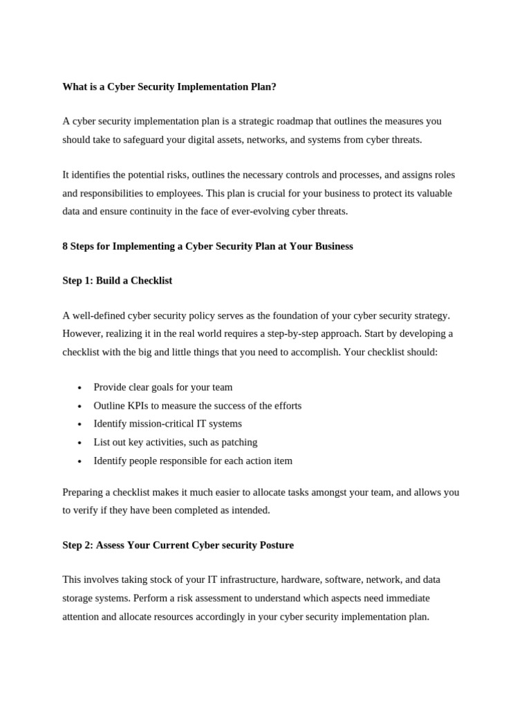 Cyber Security Implementation Plan | PDF | Computer Security | Security