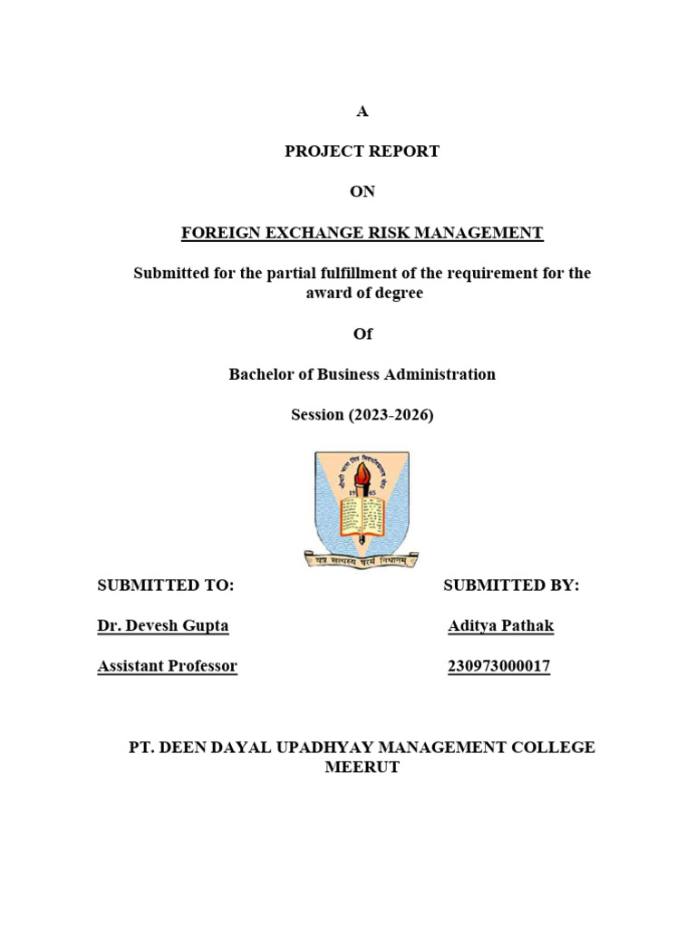 Aditya Pathak (Foreign Exchange Risk Management) | PDF | Option ...