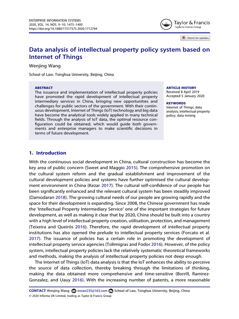 Data Analysis of Intellectual Property Policy System Based On | PDF ...
