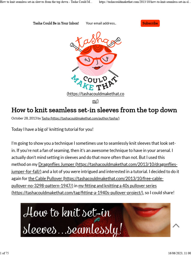 How to Knit Seamless Set-In Sleeves From the Top Down | PDF | Knitting ...
