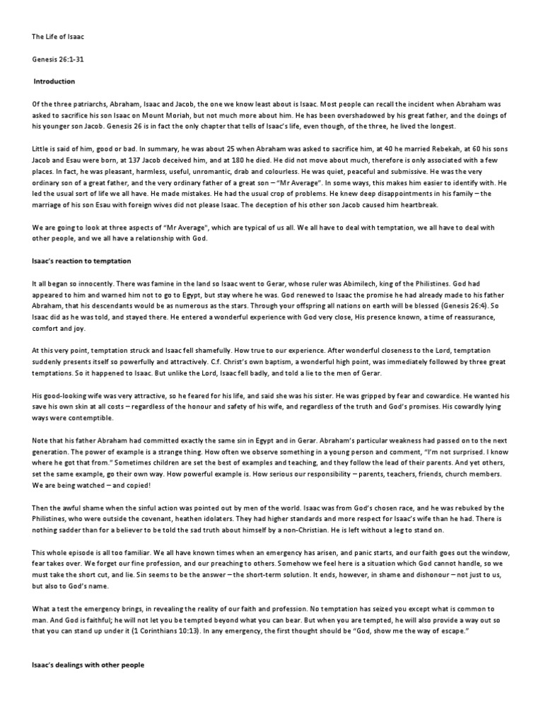 The Life of Isaac | PDF | Isaac | Jacob