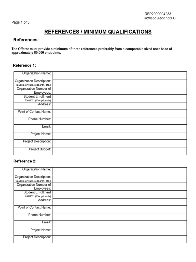 RFP2000004233 Minimum Qualifications & References | PDF | Information ...