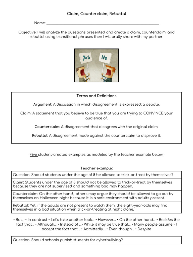 ArgumentativeWritingClaimCounterclaimandRebuttal-1 | PDF