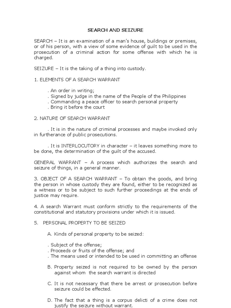 Search and Seizure | PDF | Search Warrant | Search And Seizure