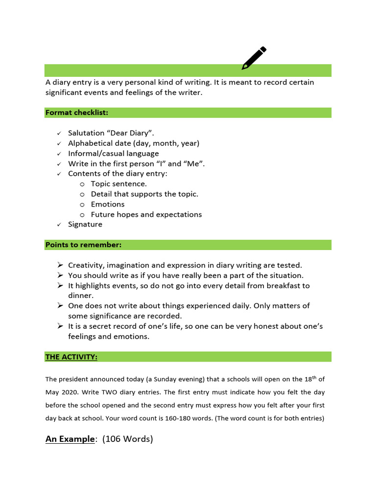 How to Write a Diary Entry | PDF