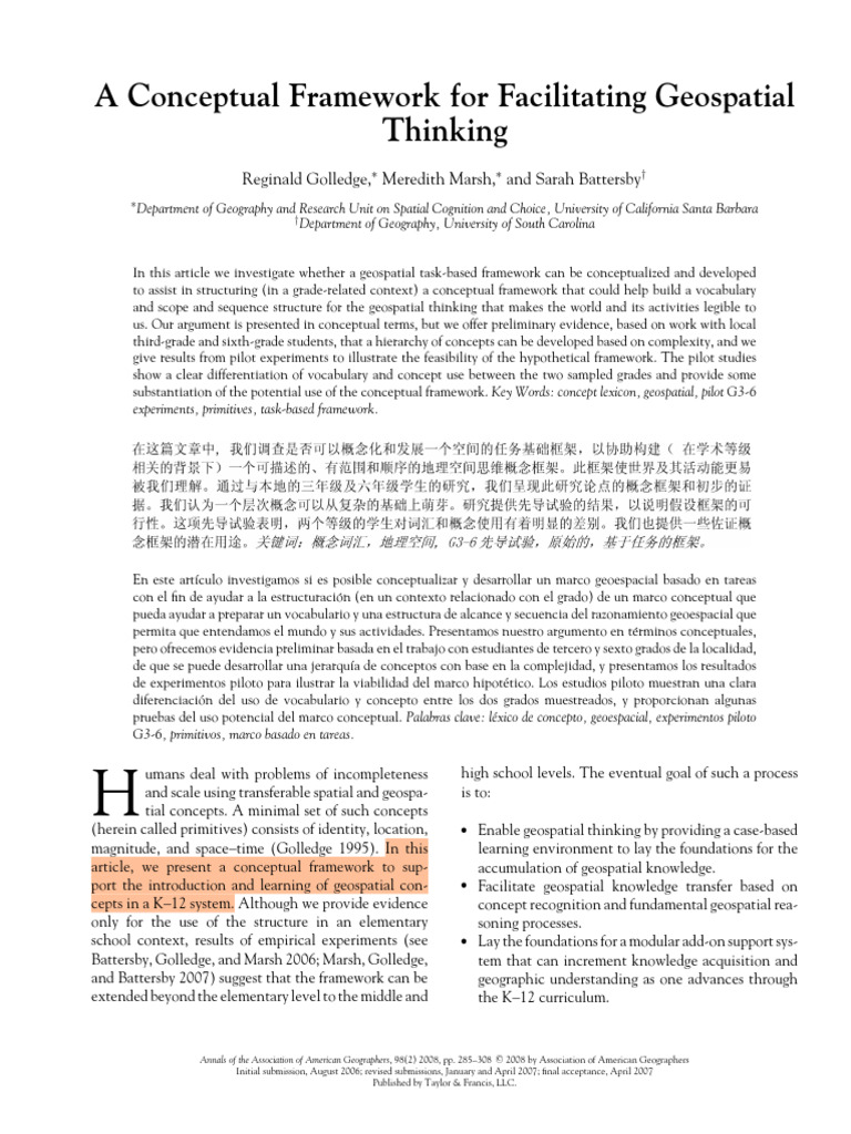 A Conceptual Framework for Facilitating Geospatial Thinking_Golledge ...