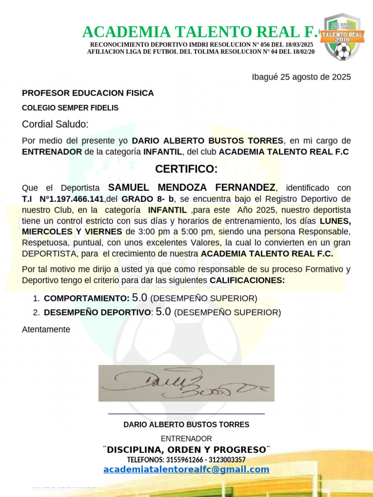 Certificacion de Calificaciones Samuel Mendoza Fernandez Mayo 2025 2 | PDF