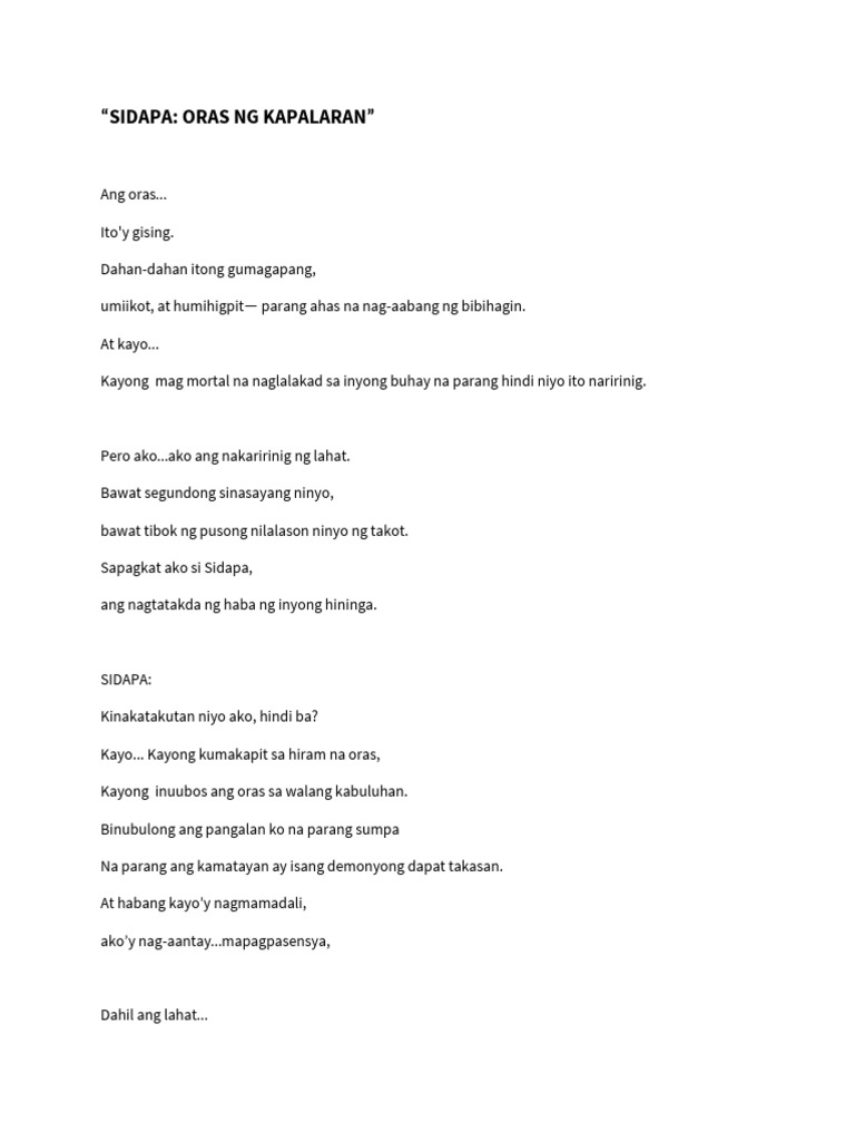 SIDAPA - Character Portrayal Script | PDF