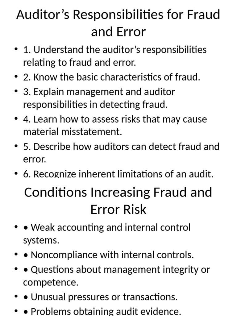 Auditor Responsibilities for Fraud Detection | PDF | Audit | Internal ...