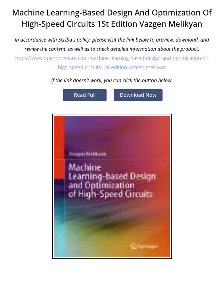 Machine Learning-based Design and Optimization of High-Speed Circuits 1st Edition Vazgen ...