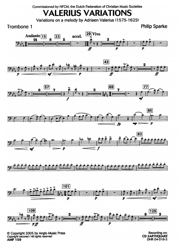 16 Valerius Variations (Trombone 1) | PDF