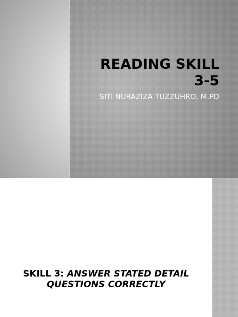 Reading Skill 3-5 | PDF