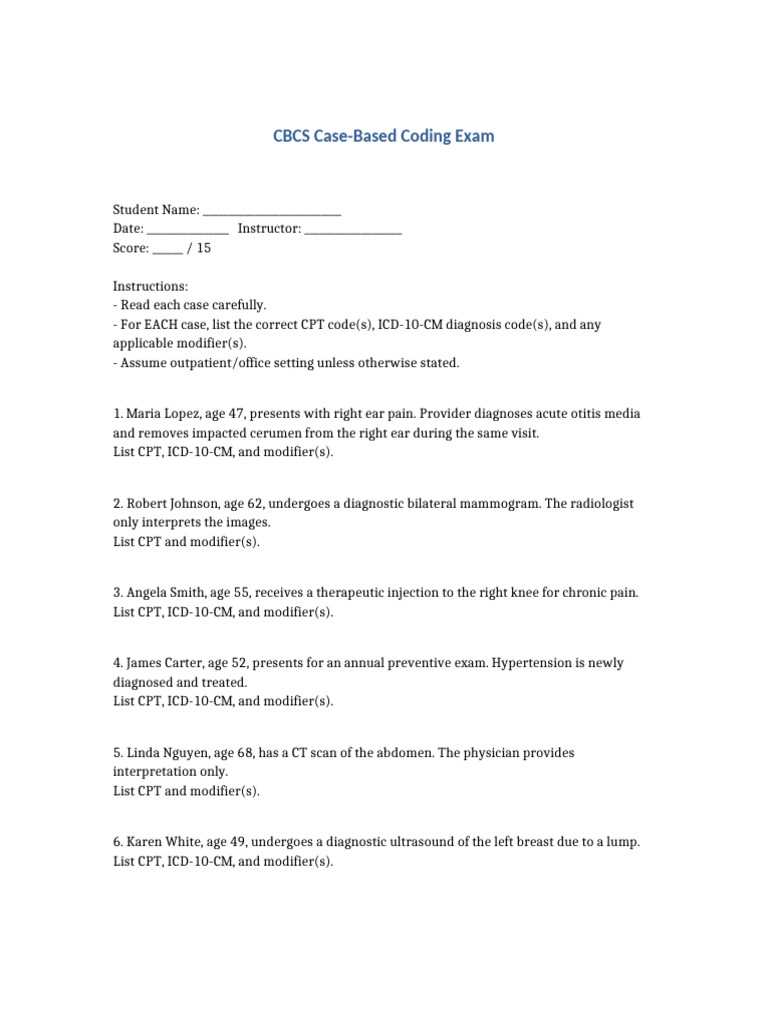CBCS Case Based Coding Exam | PDF