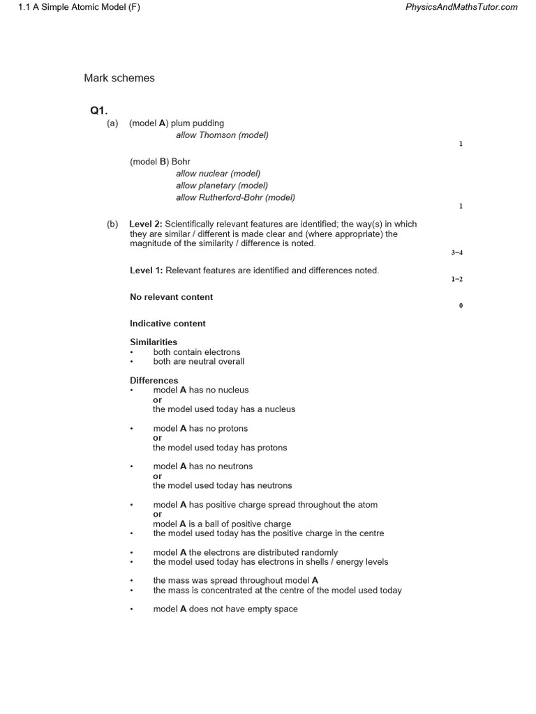 1.1 a Simple Atomic Model (F) MS | PDF | Atomic Nucleus | Atoms